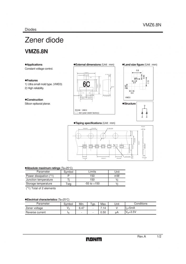 VMZ6.8NT2L technical document page 1