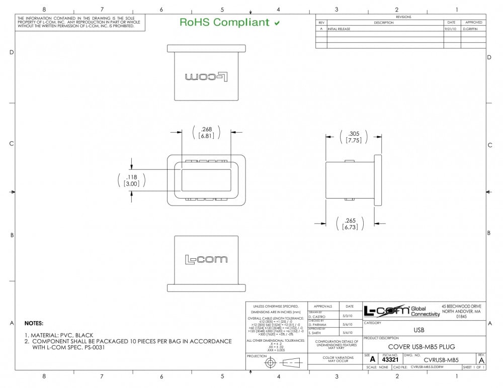 L-com CVRUSB-MB5 technical document page