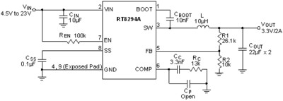 RT8296A - 3A, 23V, 340kHz Synchronous Step-Down Converter