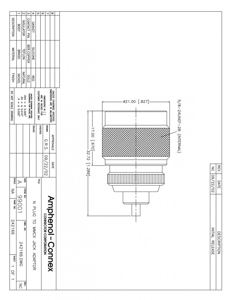 Amphenol 242166 technical drawing