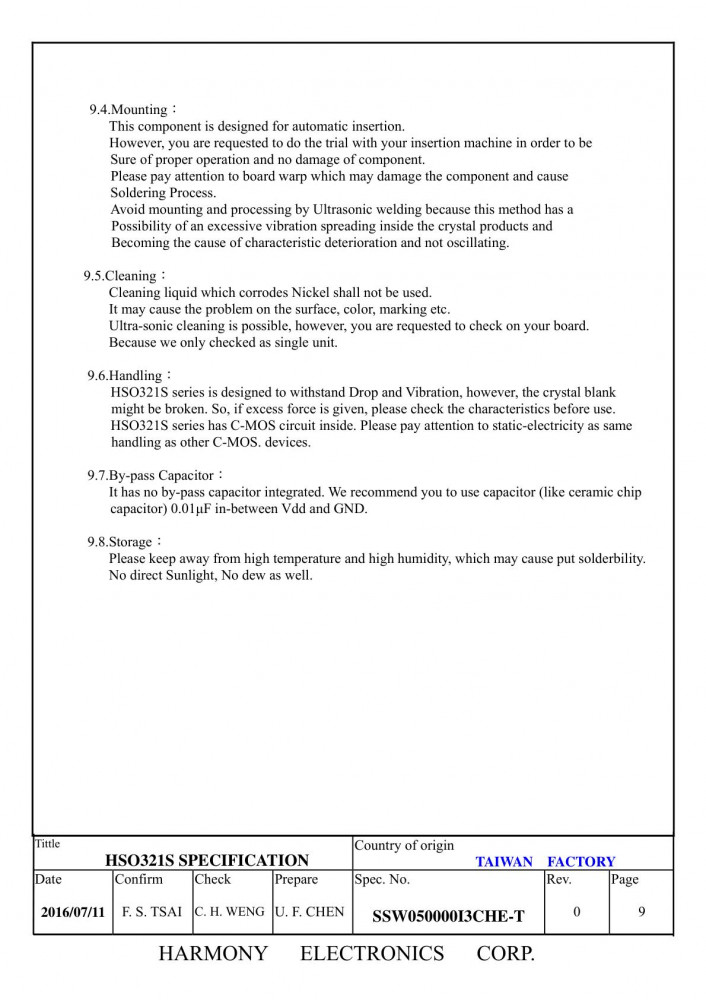 SSW050000I3CHE-T specification page 9