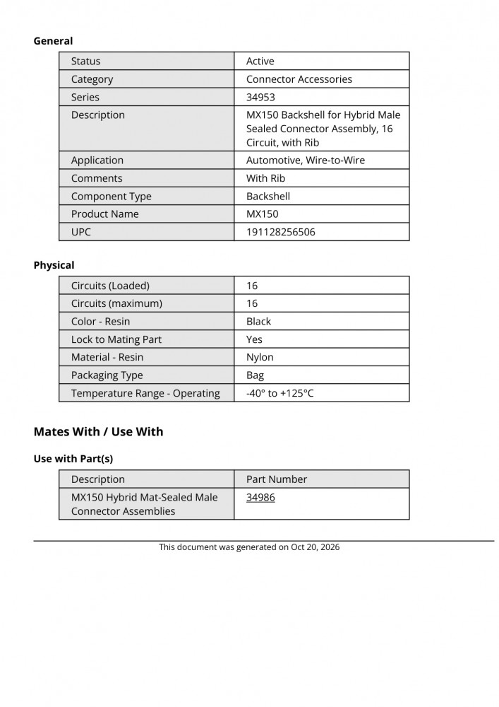 Technical document image 2 for MOLEX 349531610