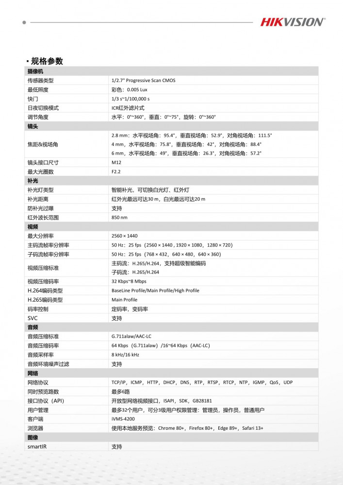 DS-IPC-K34H-LT(PoE)4mm technical document page 2