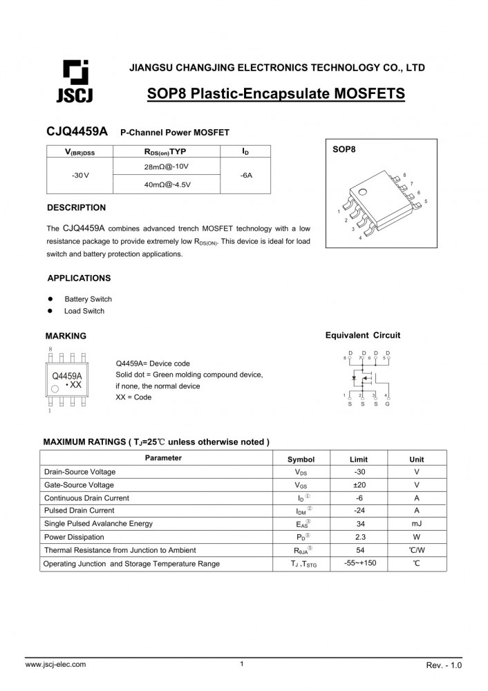 CJQ4459A datasheet page 1