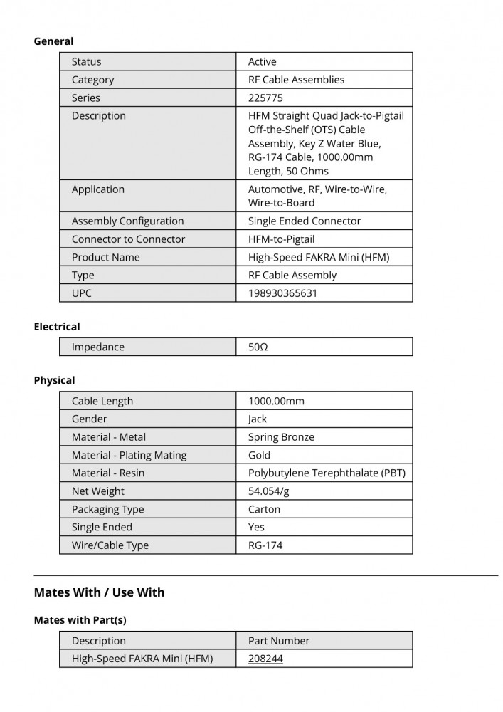 Technical document page 2 for MOLEX 2257753012