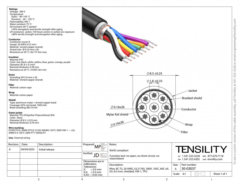 Tensility International 30-03037 cable drawing