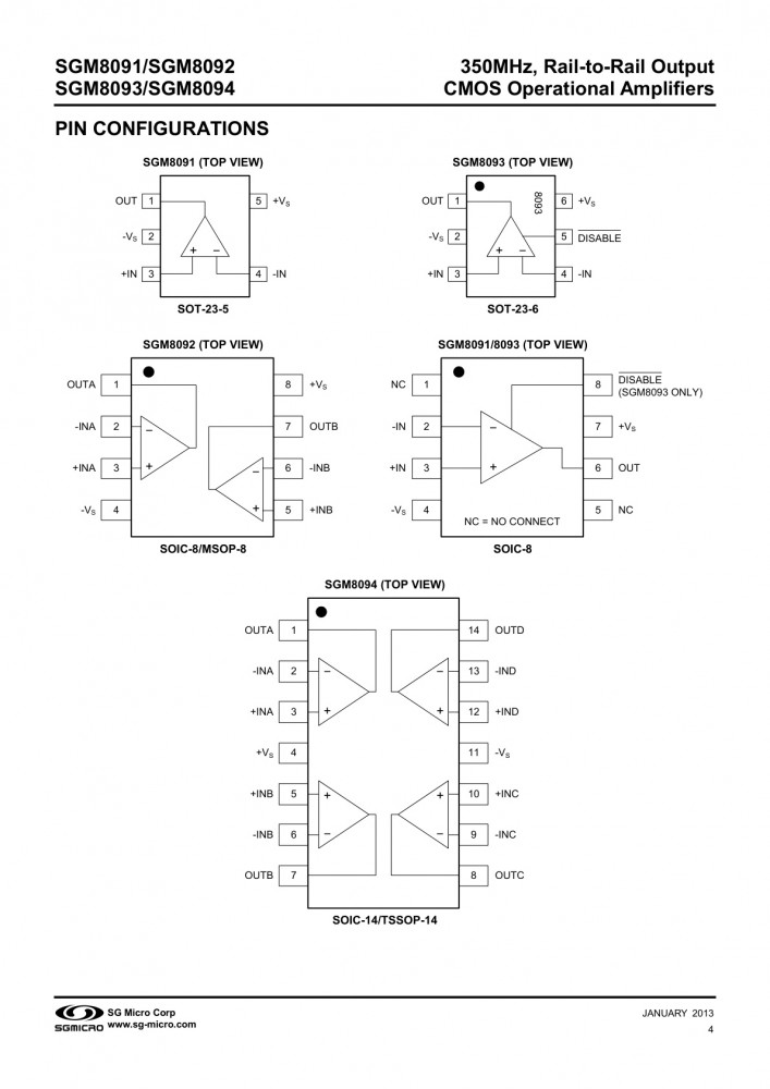 SGM8091 datasheet page 4