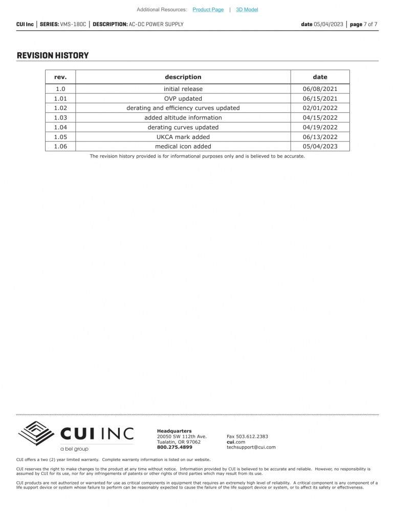 CUI VMS-180C series datasheet page 7