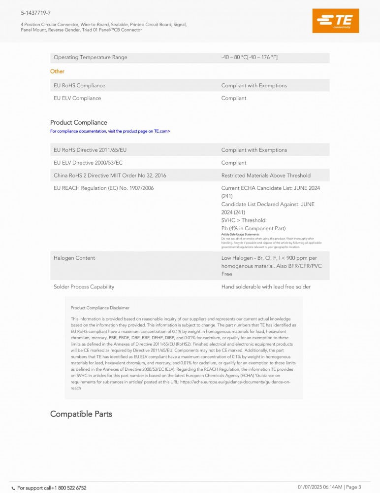 TE Connectivity 5-1437719-7 technical document page 3