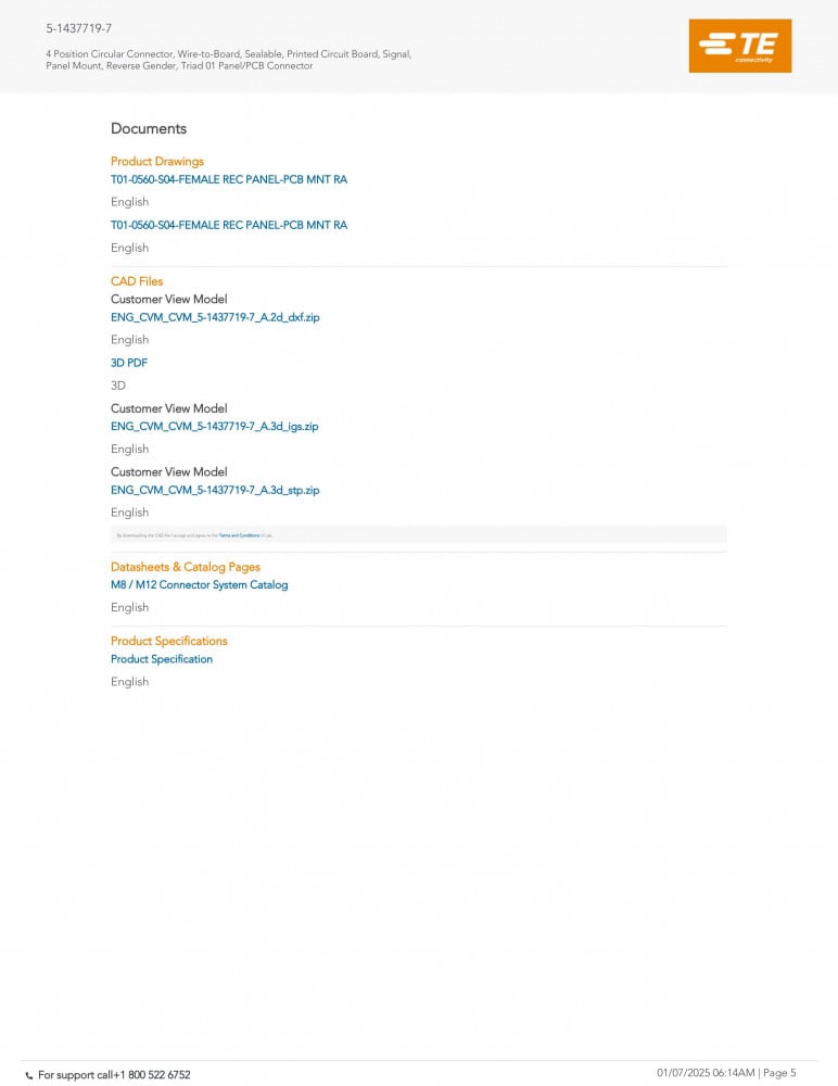 TE Connectivity 5-1437719-7 technical document page 5