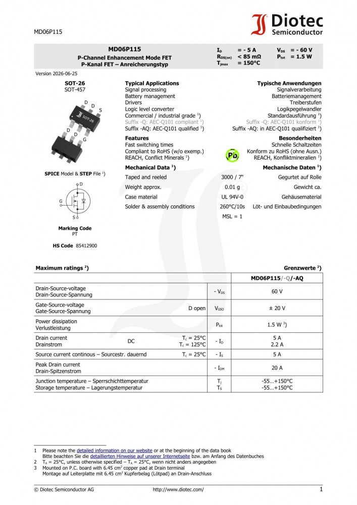 MD06P115-AQ product datasheet page 1