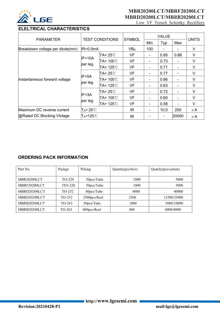 MBRF20200LCT datasheet page 2