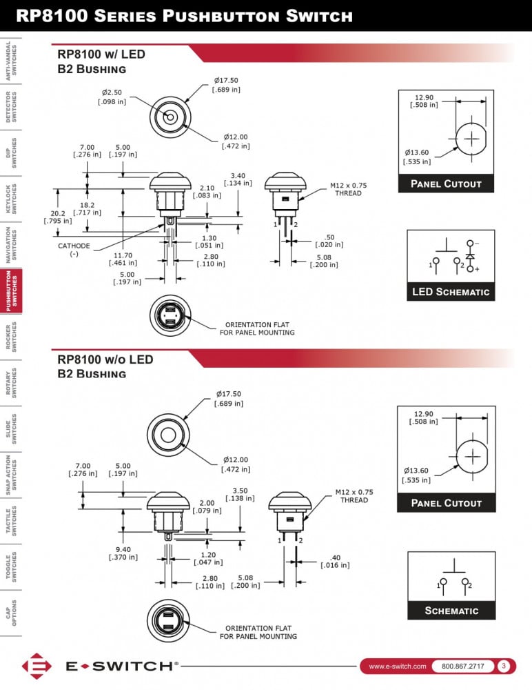 E-Switch RP8100 series datasheet page 3
