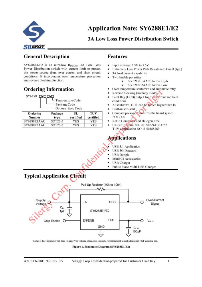 SY6288E1AAC datasheet page 1