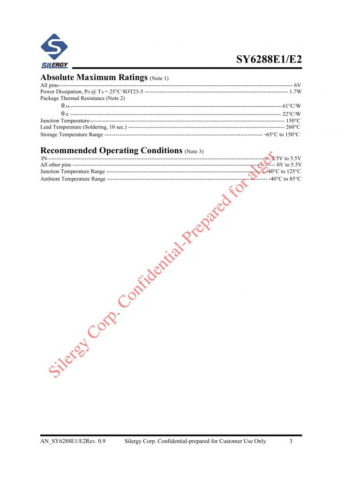 SY6288E1AAC datasheet page 3