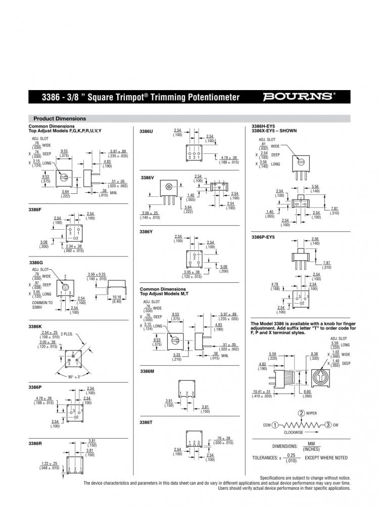 BOURNS 3386 series datasheet page 2