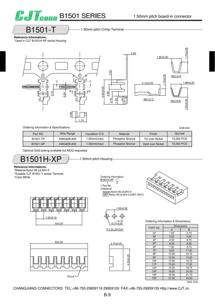 CJT B1501H-3P product document page 2