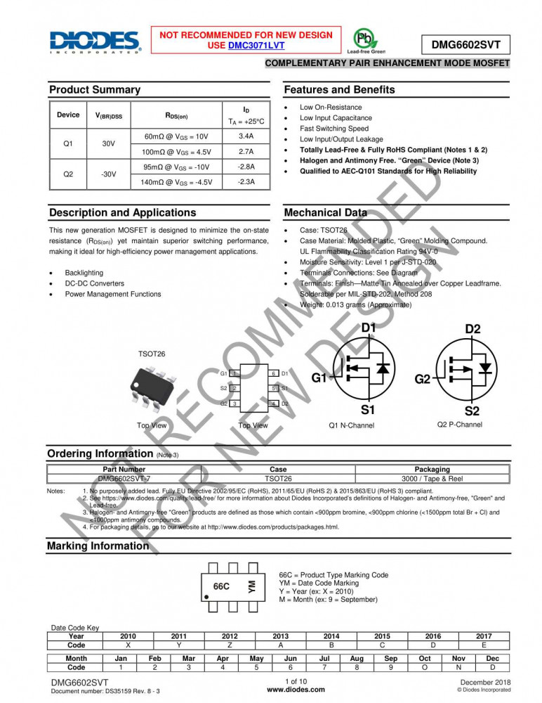 DMG6602SVT-7 datasheet page 1
