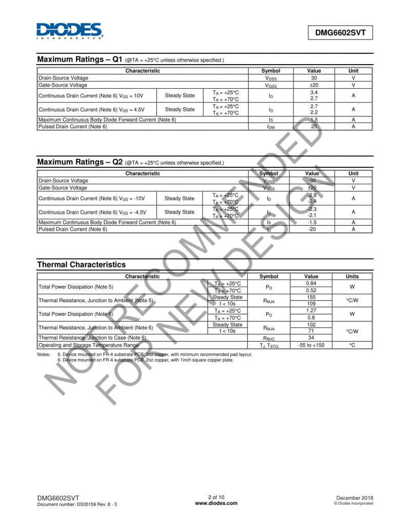 DMG6602SVT-7 datasheet page 2