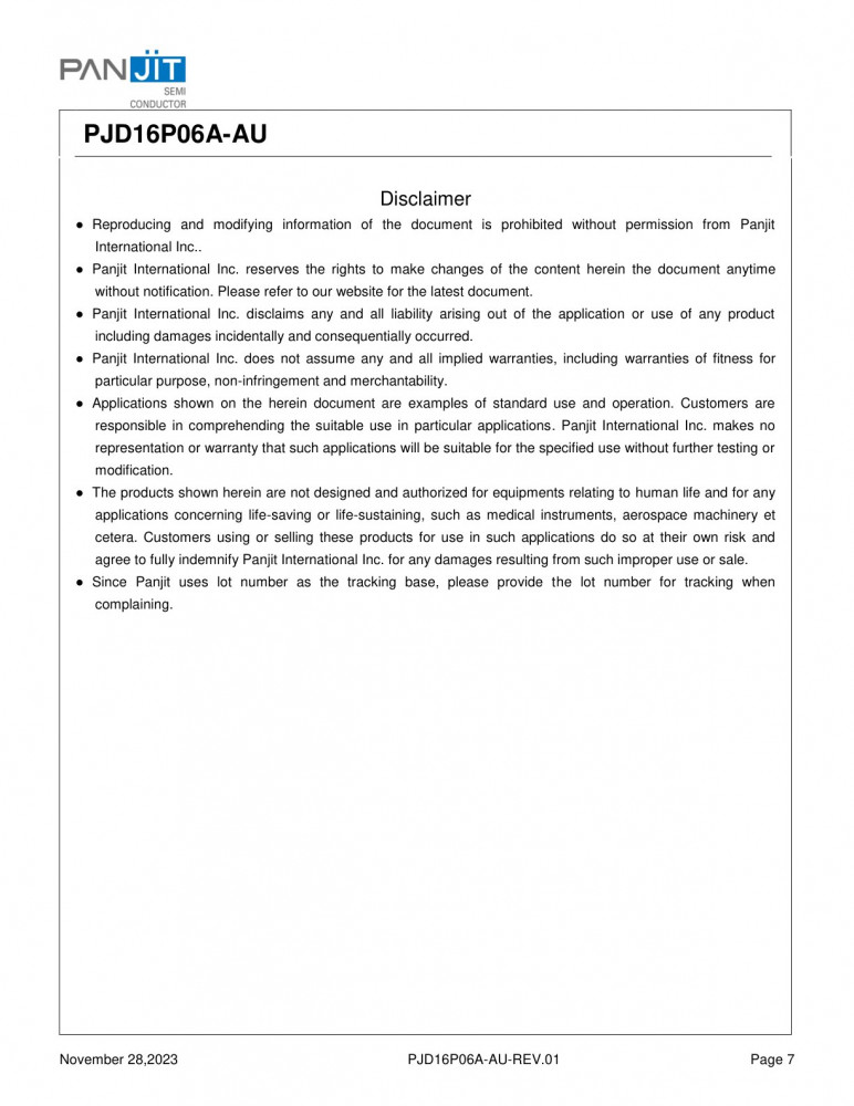 PJD16P06A-AU datasheet page 7