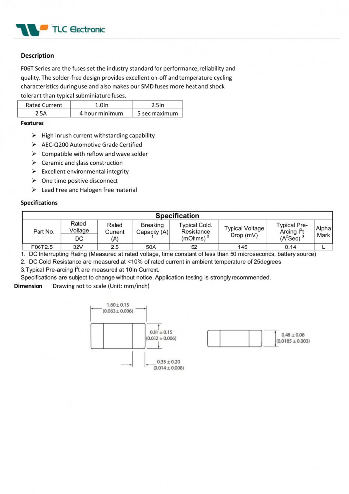 F06T2.5 datasheet page 2