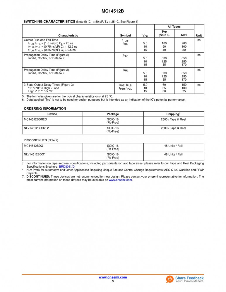 MC14512B datasheet page 3