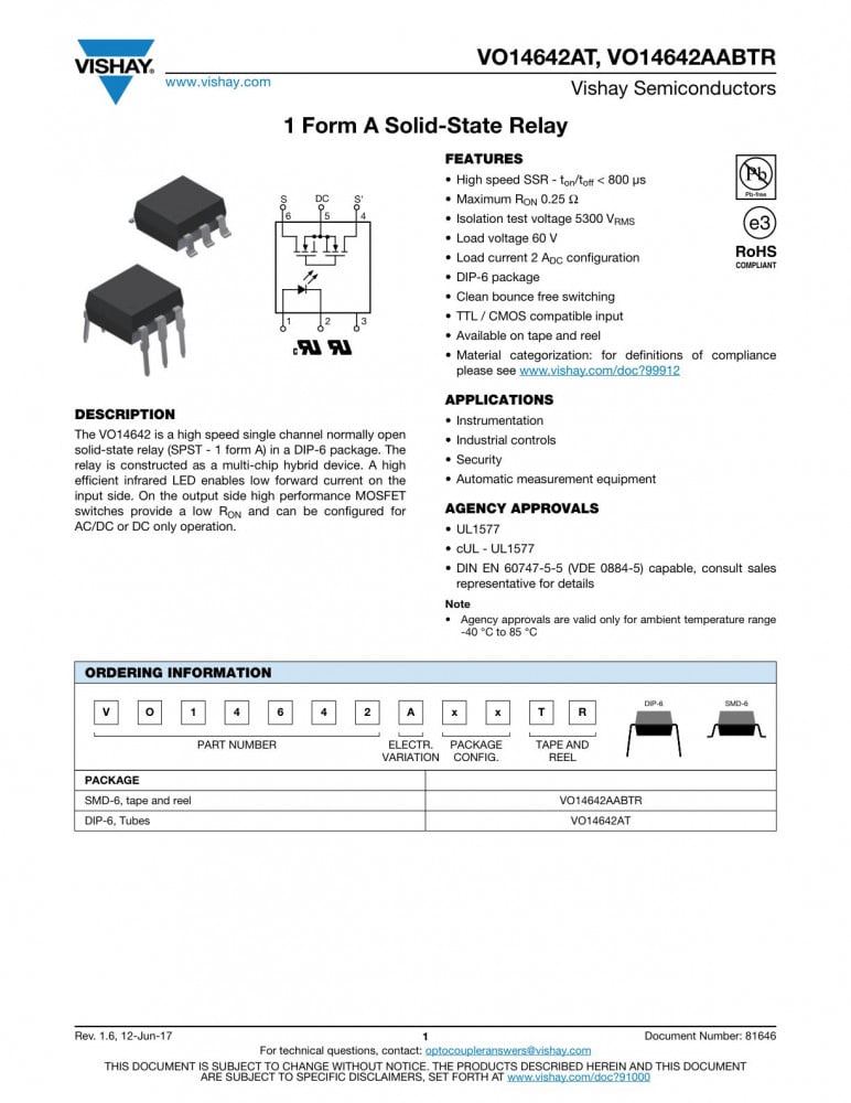 VO14642AABTR datasheet page 1