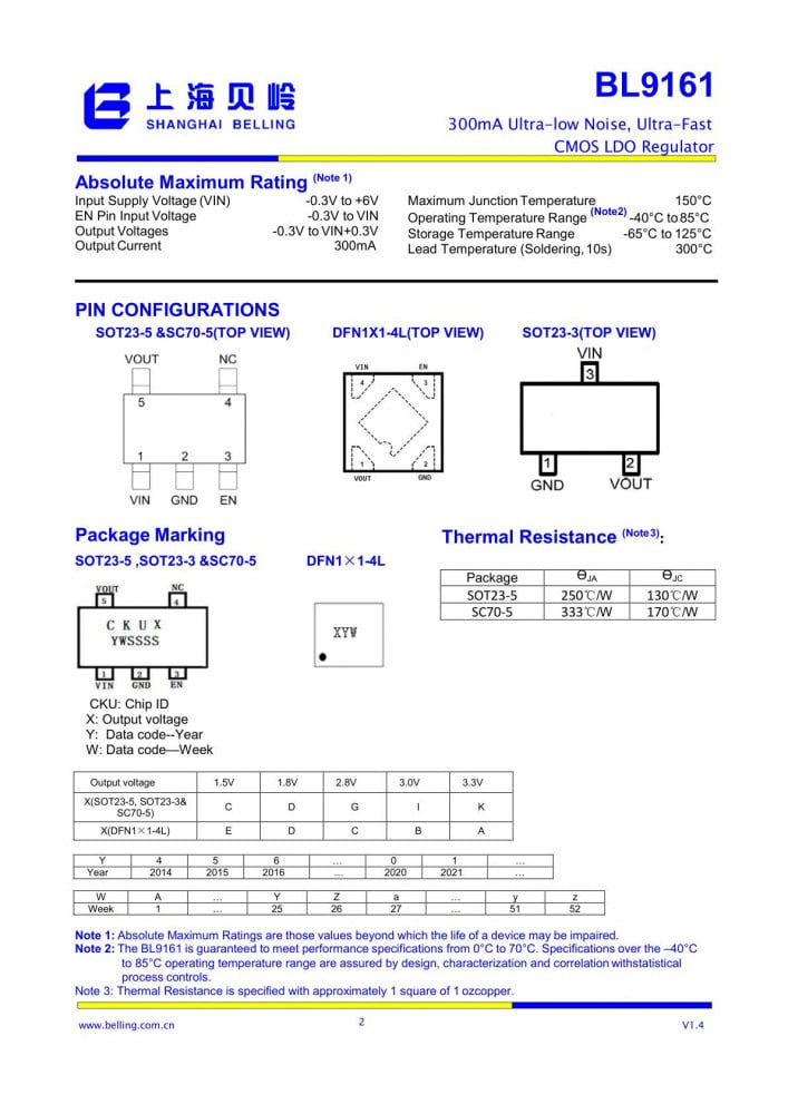 BL9161 datasheet page 2