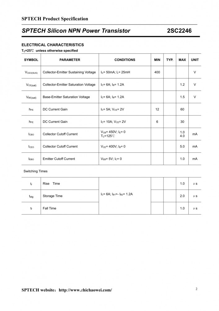 2SC2246 SPTECH datasheet page 2