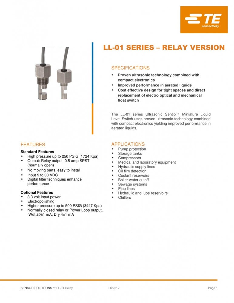 LL-01 series datasheet page 1