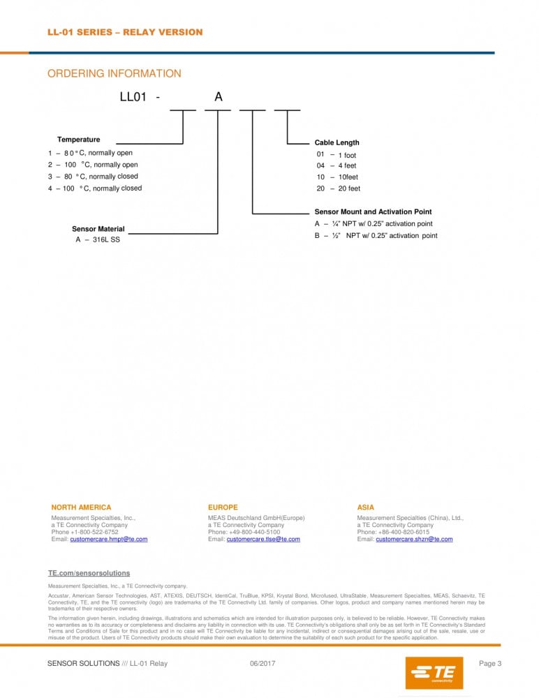 LL-01 series datasheet page 3