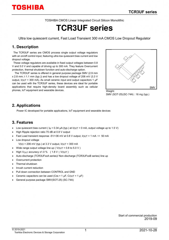 TCR3UF series datasheet page 1