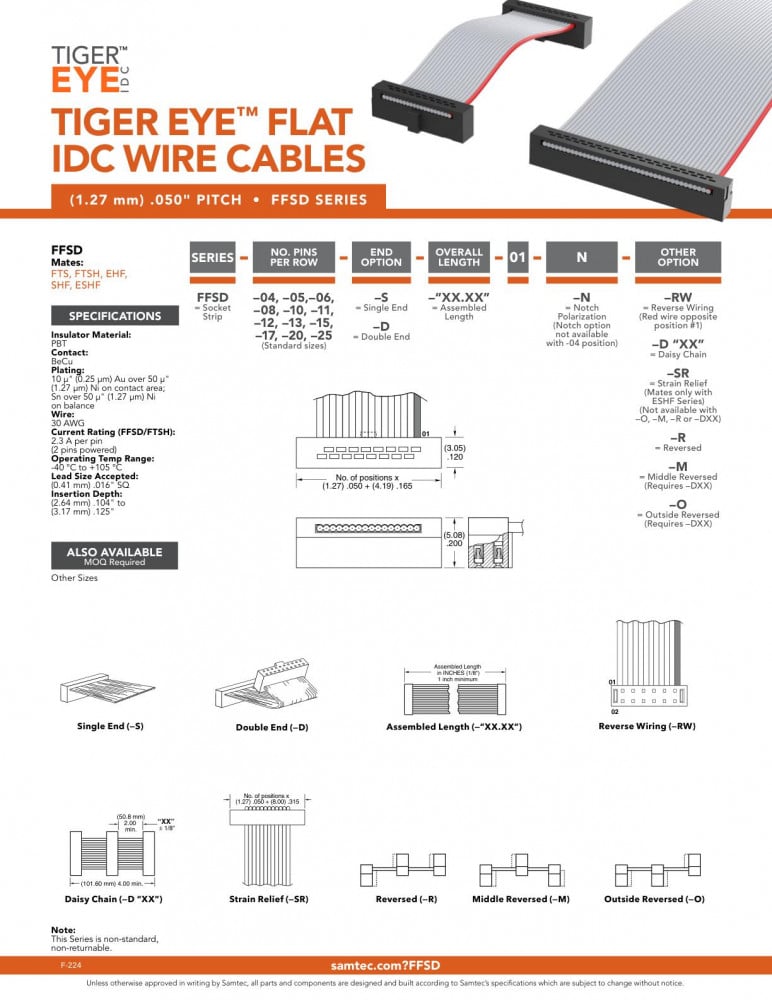 Samtec FFSD series technical document preview
