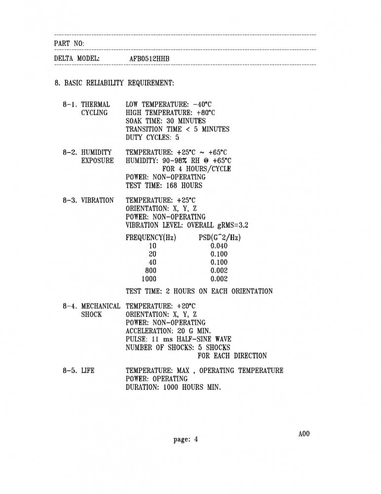 AFB0512HHB technical document page 4