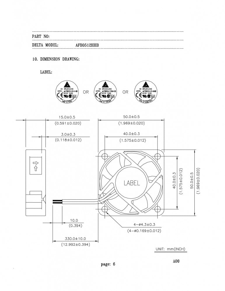 AFB0512HHB technical document page 6