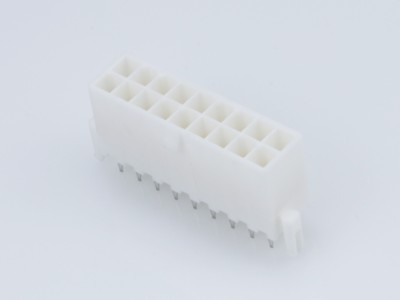 Mini-Fit Jr. Vertical Header, 4.20mm Pitch, Dual Row, 18 Circuits, with Snap-in Plastic Peg PCB Lock, Gold, Natural for sale