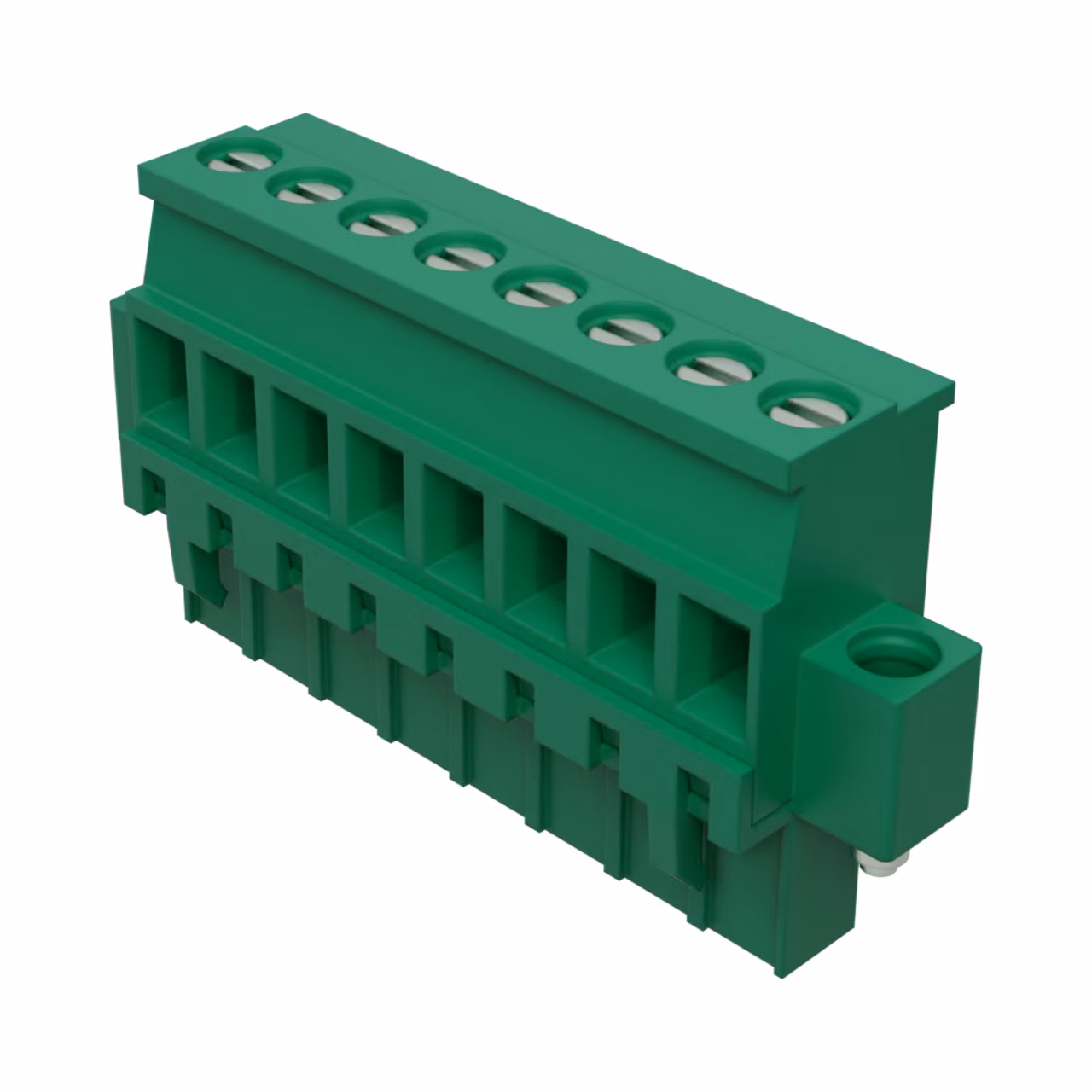 5.00mm Pitch Eurostyle Vertical Plug, with Retention Screws and Standard  Imprinting, Front Wire Entry, Green Housing, Gold (Au) Plated, 8 Circuits for sale