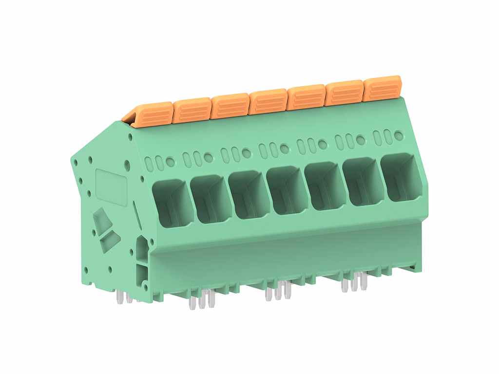 10.00mm Pitch Lever Activated Fixed Mount PCB Terminal Block, 35° Wire Entry, Left Rear Terminal, 7 Circuit for sale
