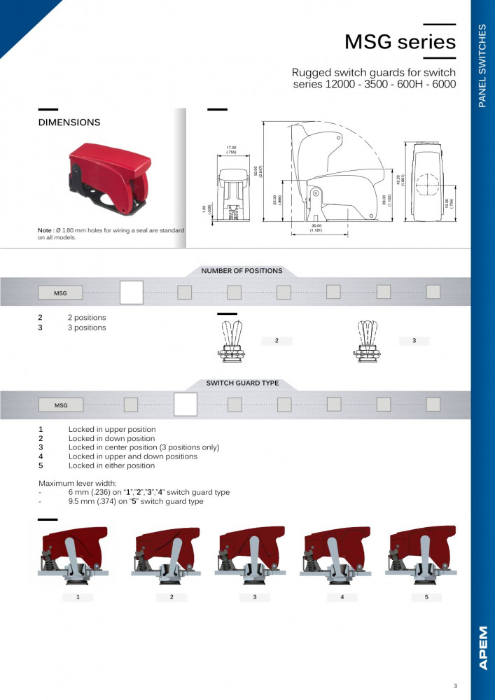 APEM MSG series datasheet page 3