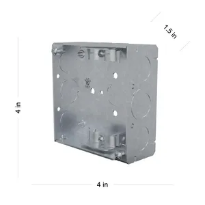 4 in. Square Box, Welded, 1-1/2 in. Deep with NMSC Clamps, Five 1/2 in. KO's and Two TKO's for sale