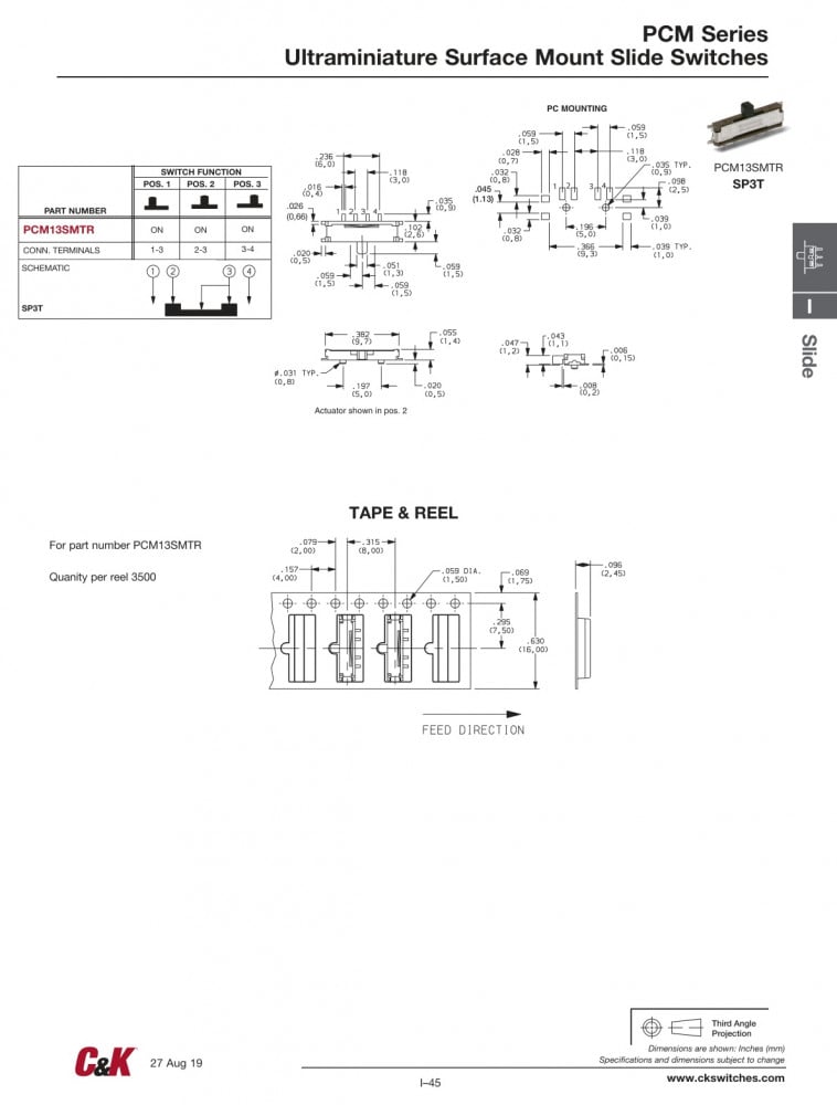 C&K PCM series technical documentation page 2