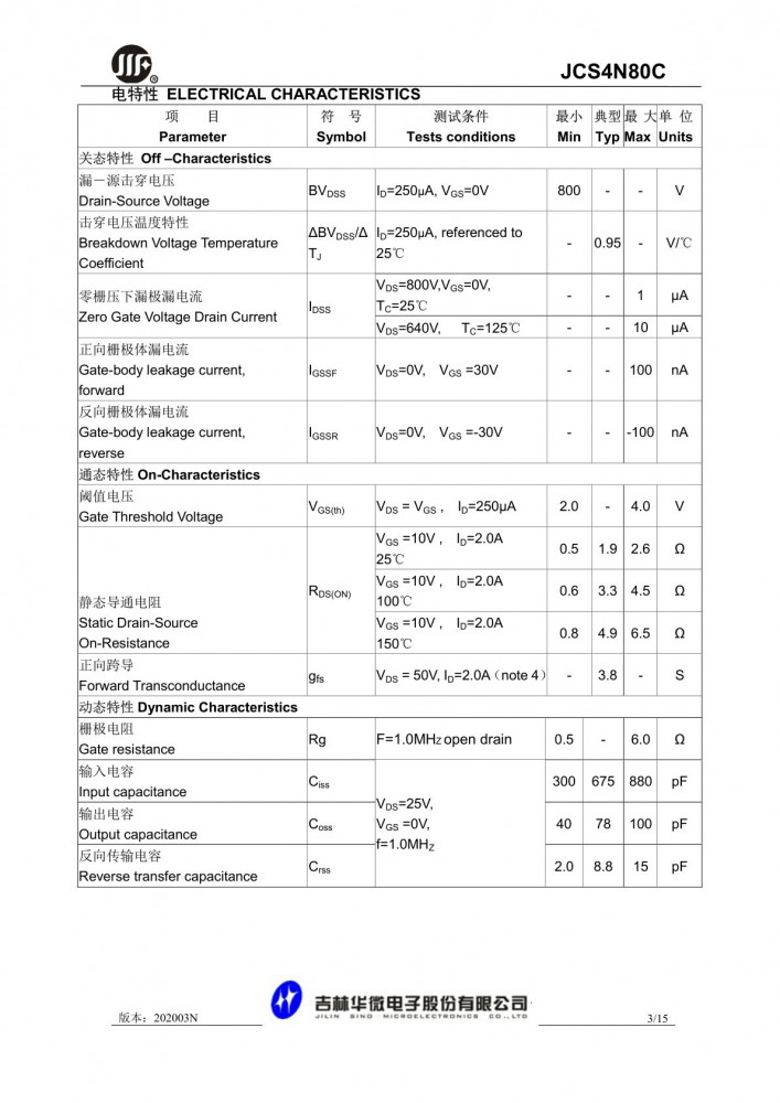 JCS4N80FC datasheet page 3