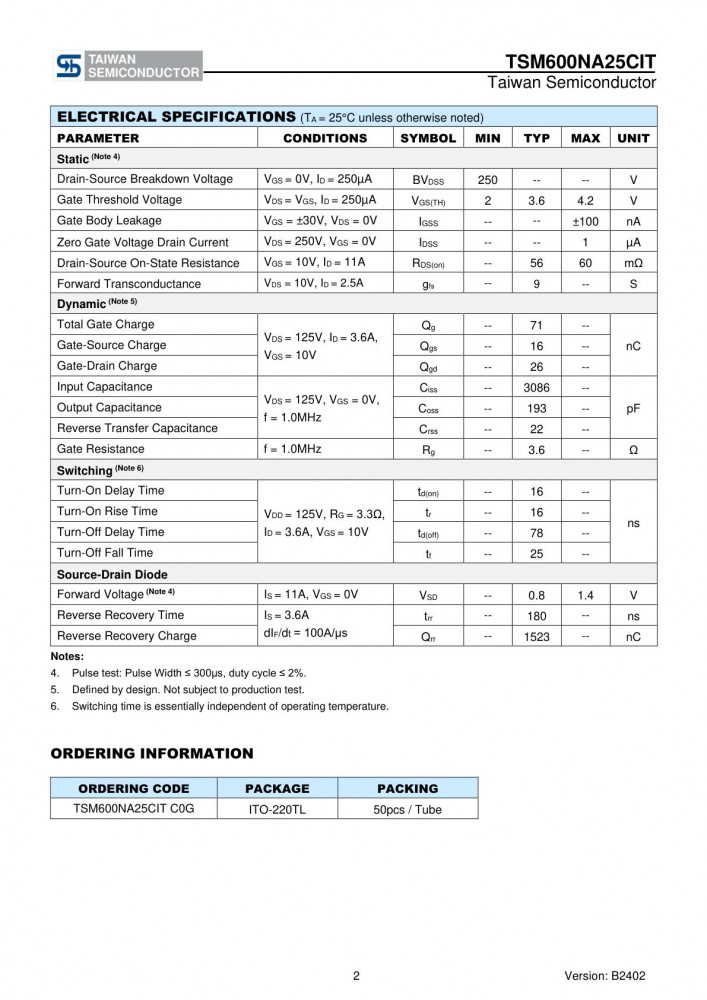 TSM600NA25CIT datasheet page 2