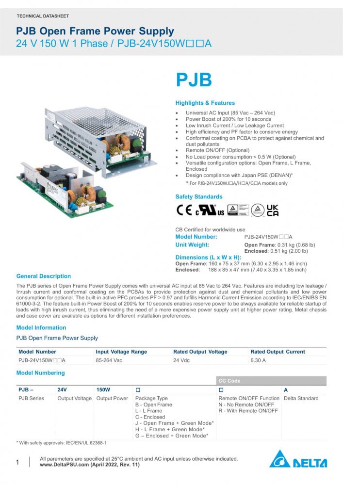 PJB datasheet page 1