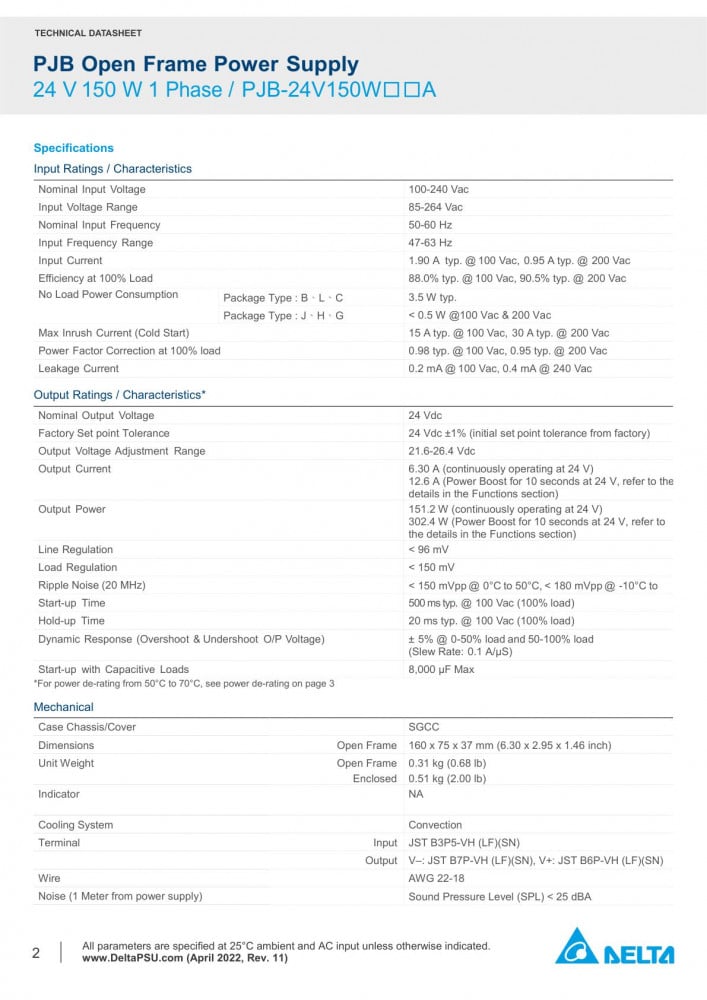 PJB datasheet page 2