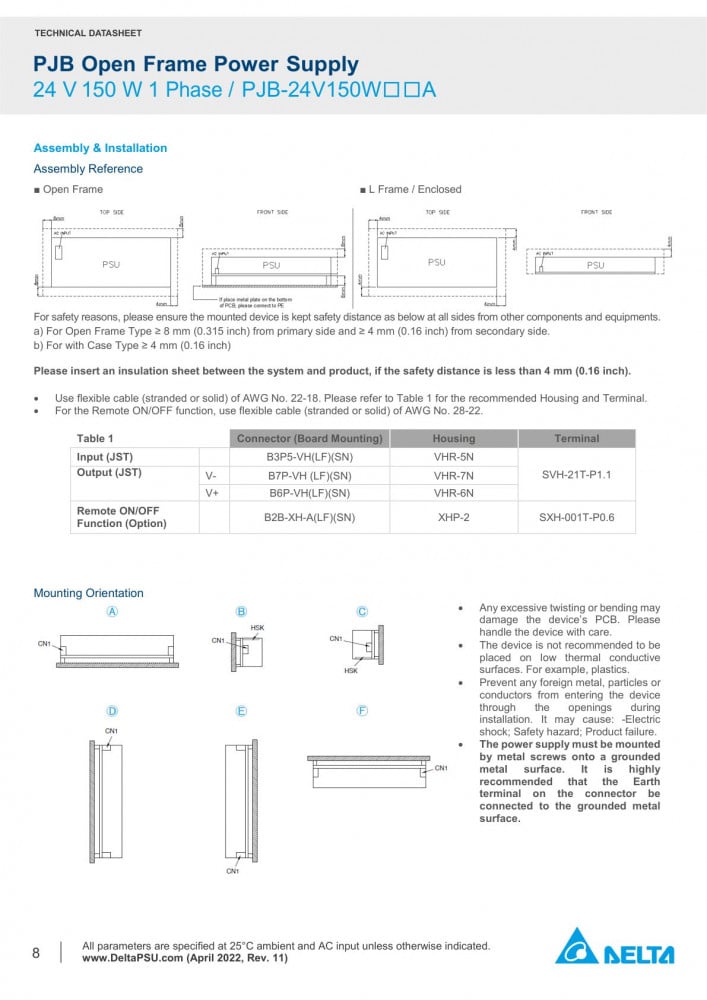PJB datasheet page 8