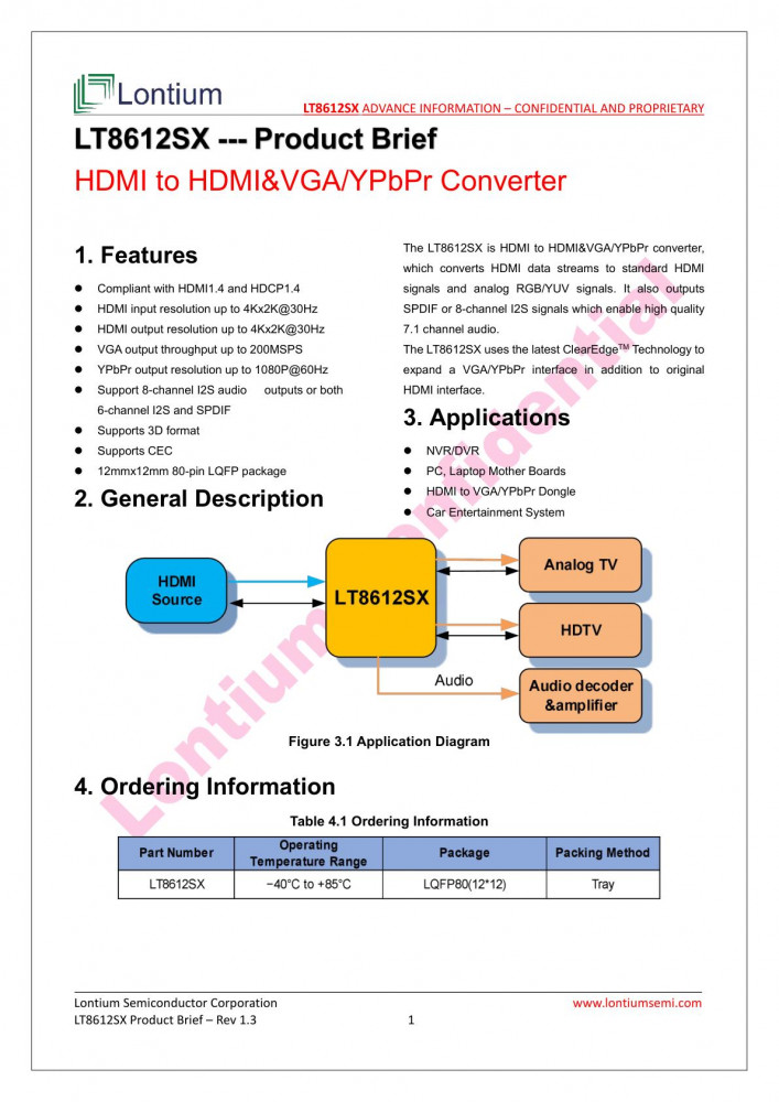 LT8612SX technical document page 1