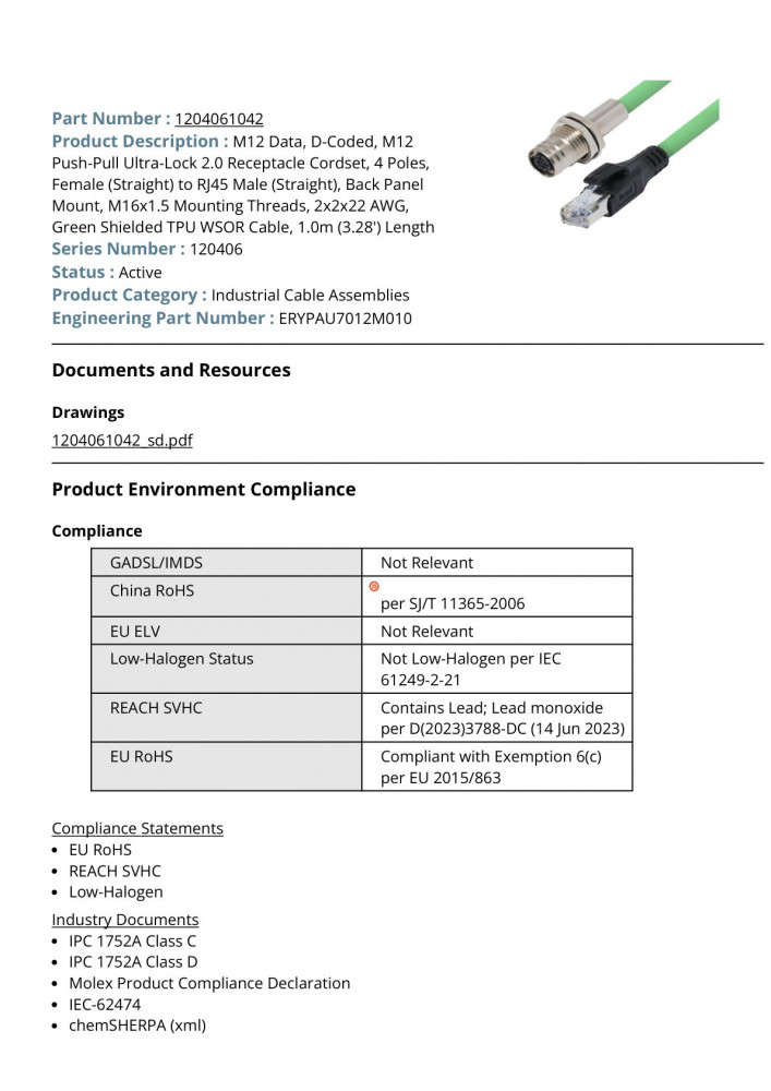 MOLEX Series 73284 drawing page 1