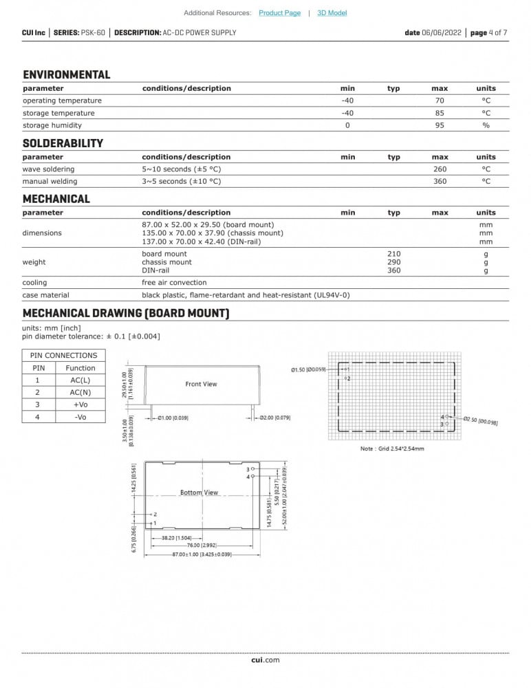 CUI PSK-60 datasheet page 4