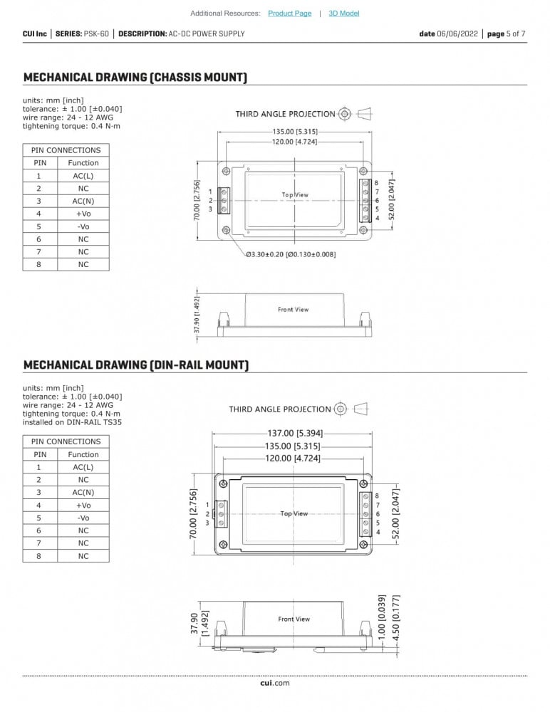 CUI PSK-60 datasheet page 5